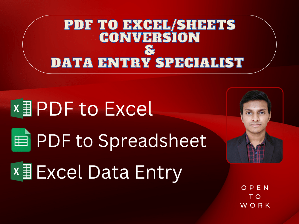PDF Conversion to Excel/Spreadsheet and Data Entry | Upwork