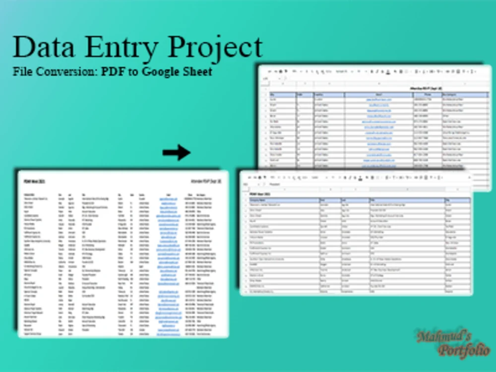 PDF Conversion to Excel/Spreadsheet and Data Entry | Upwork
