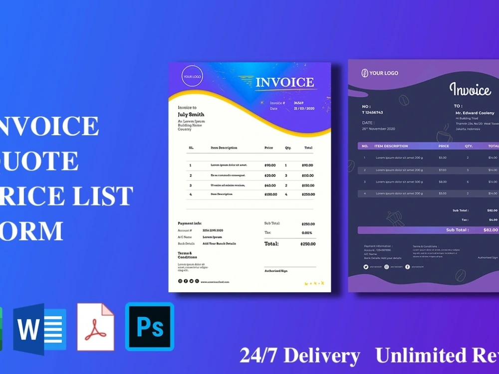A professional invoice design , quotation, receipt, pdf form | Upwork