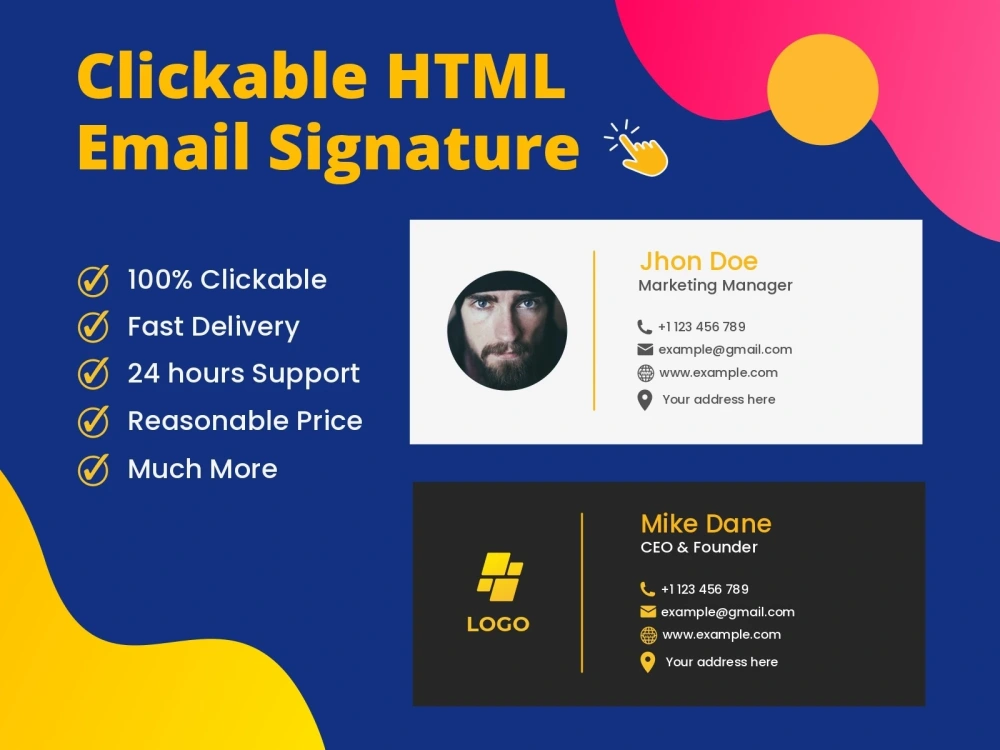 Professional HTML email signature or clickable email signature | Upwork