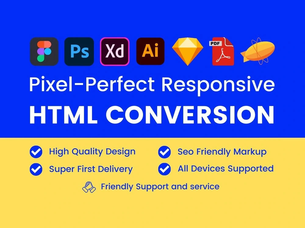 Pixel-perfect and responsive HTML website from PSD / XD / FIGMA / Zeplin | Upwork