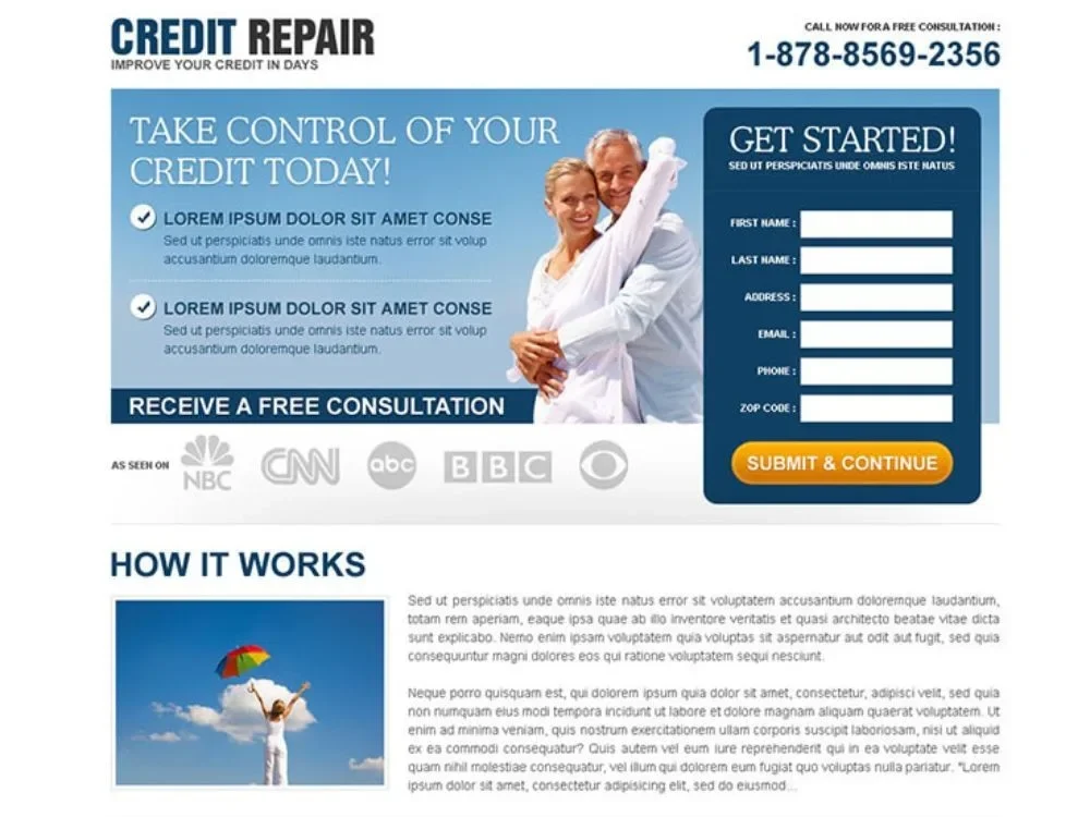 An eye catchy and modern credit repair WordPress website | Upwork