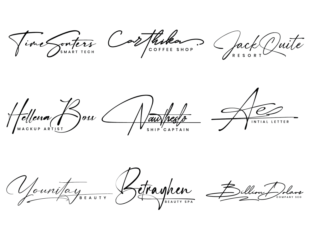 Signature, handwritten, scripted, cursive, handwriting logo design | Upwork