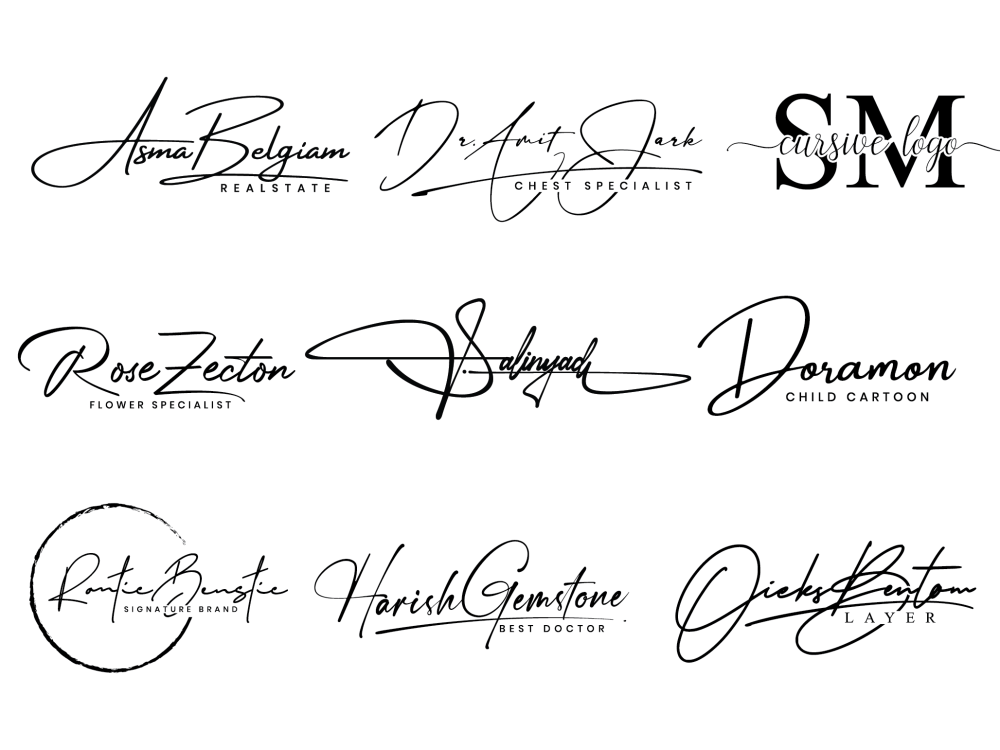 Signature, handwritten, scripted, cursive, handwriting logo design | Upwork