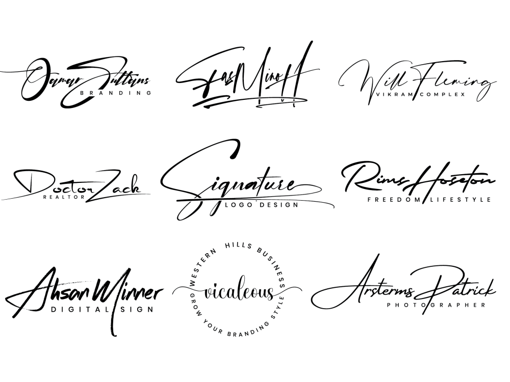 Signature, handwritten, scripted, cursive, handwriting logo design | Upwork