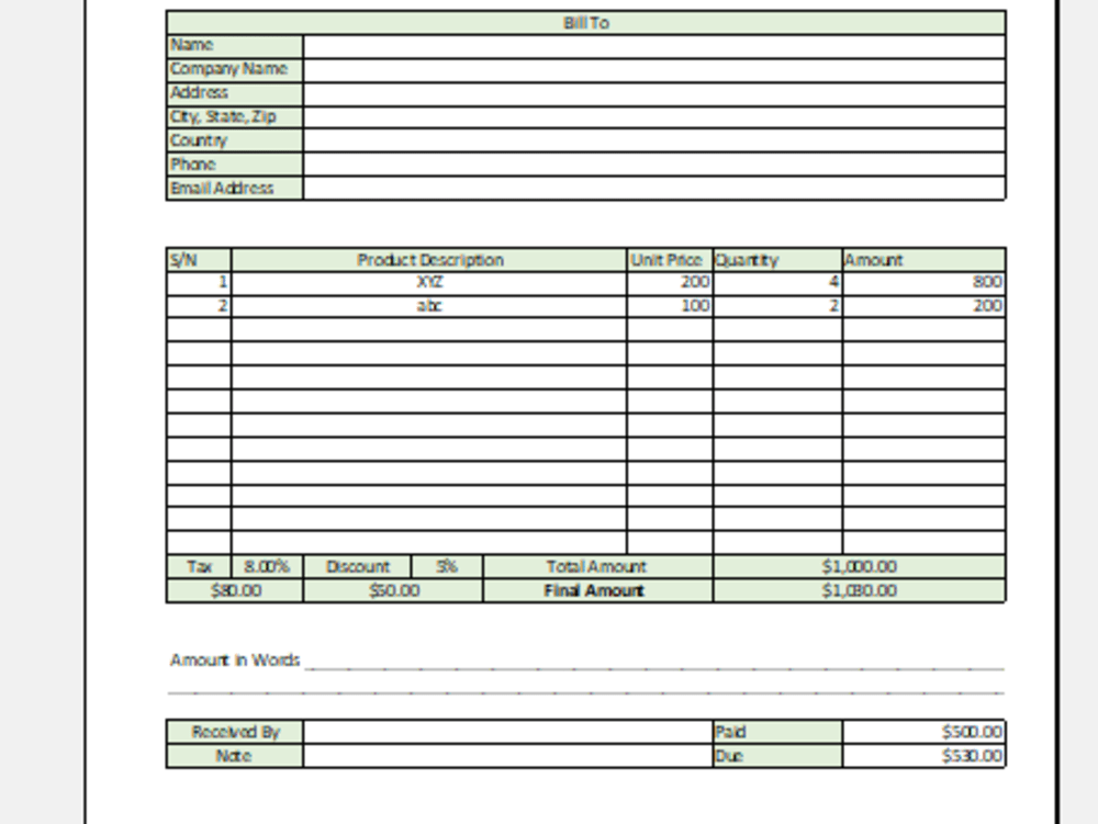 Invoice template for small and medium enterprises | Upwork