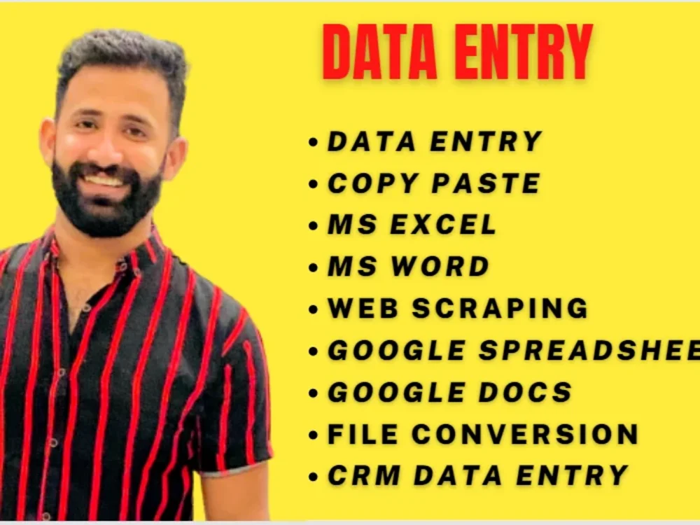 Data Entry, Web Scraping, Typing, CopyPaste, Data Conversion | Upwork