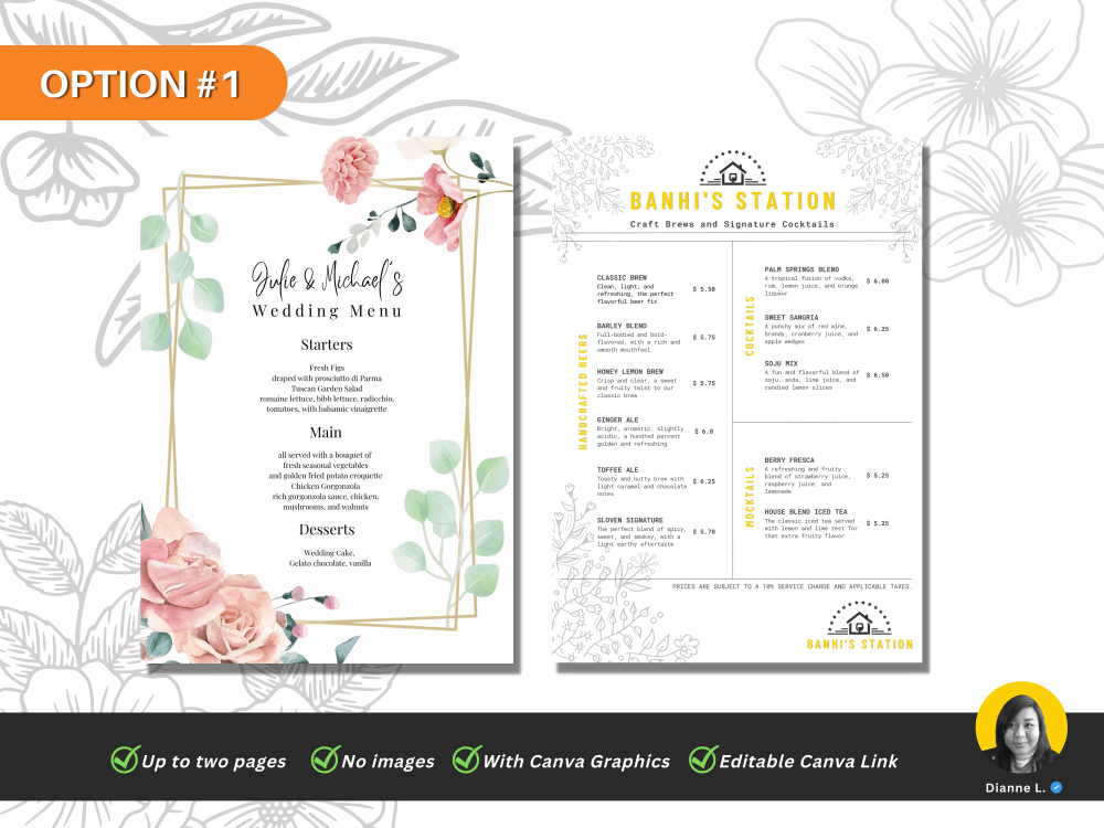 A creative MENU DESIGN made in Canva. | Upwork
