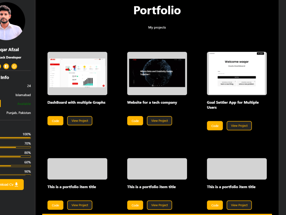 Porfolio website code(in react) for you. | Upwork