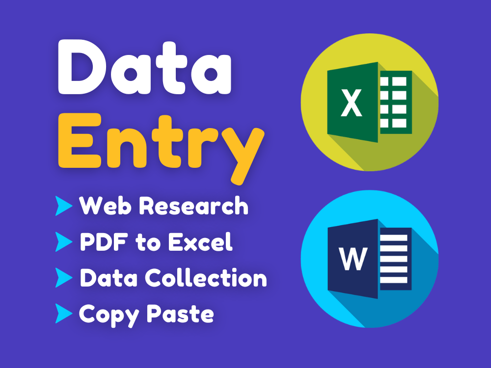 Data entry, web research, typing, copy paste or data mining | Upwork