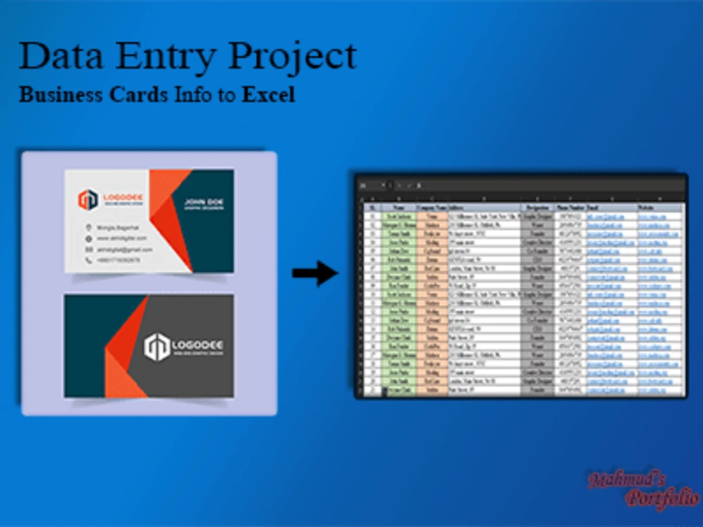 Business card Data Entry to Excel/Spreadsheets | Upwork