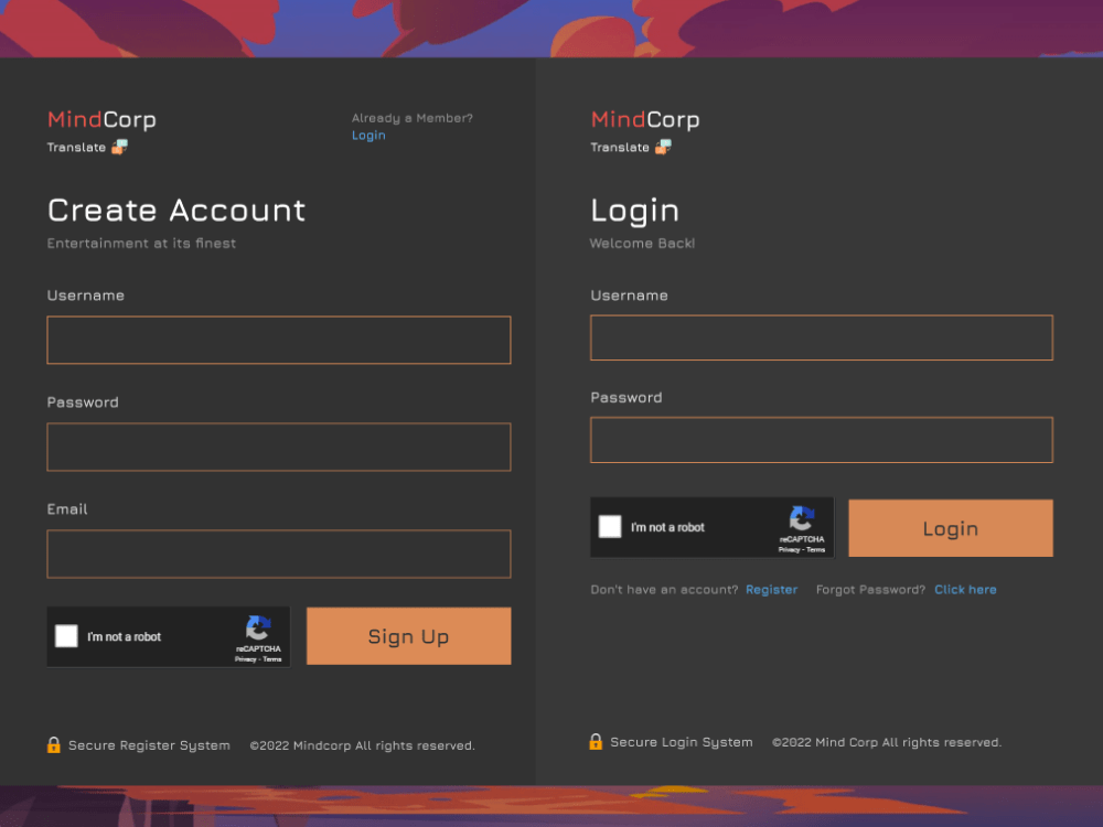 Login and Signup Page Web Design | Upwork