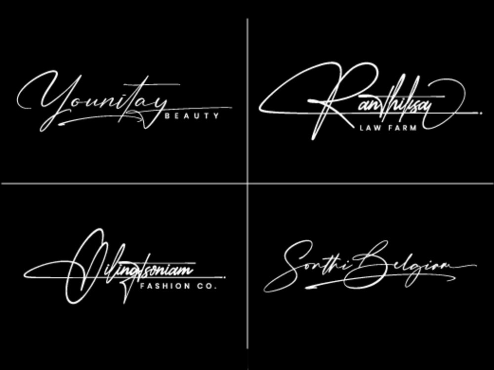 Modern signature, handwritten, calligraphy, scripted, cursive logo ...