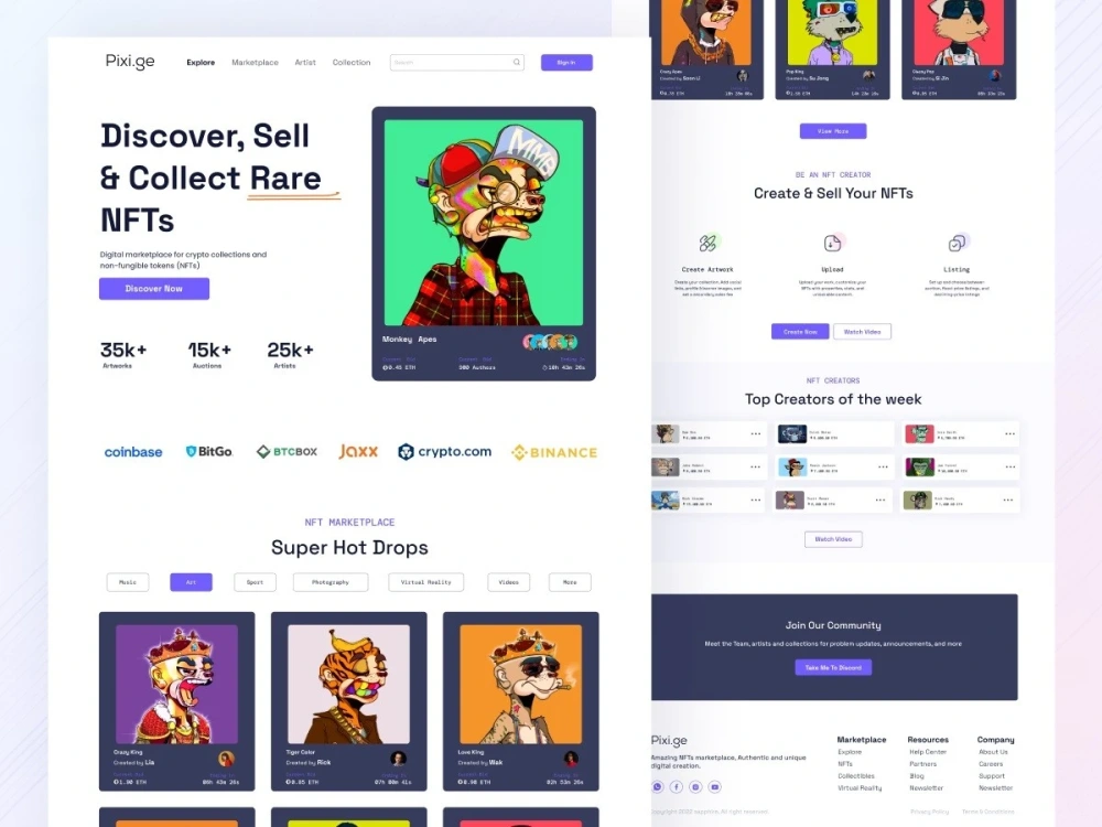 NFT landing page UI UX, crypto, blockchain UI design | Upwork