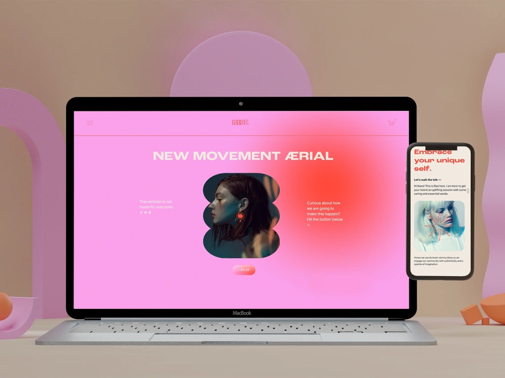A bold RADIATE website template | Upwork