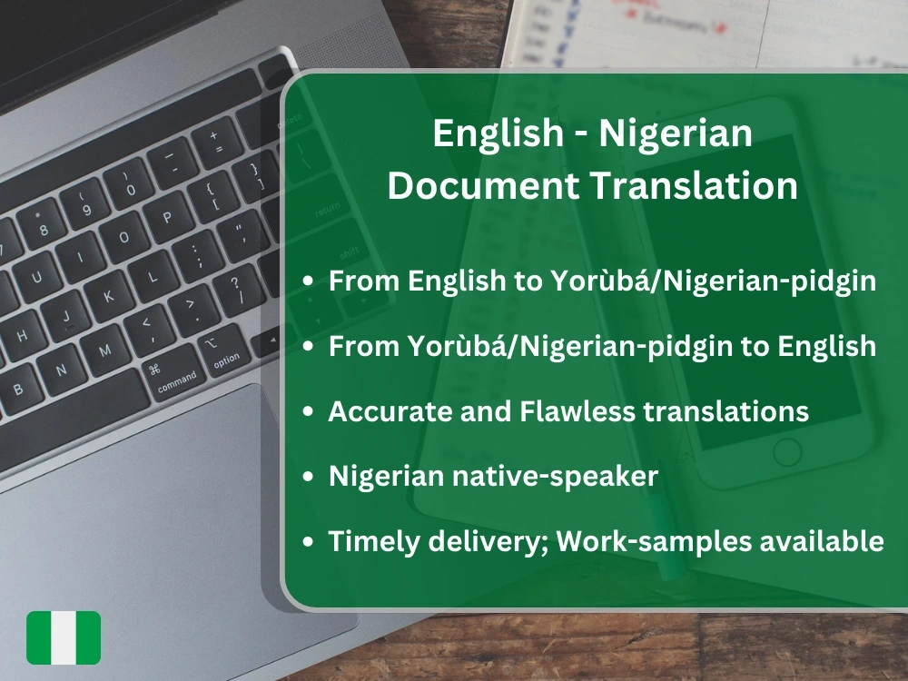 Accurate translation from English to Yoruba, or Nigerian-pidgin. | Upwork