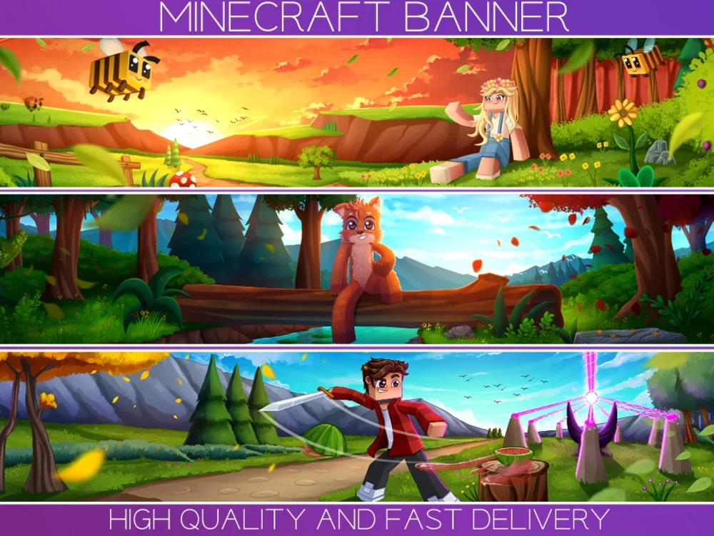 A minecraft banner for youtube | Upwork