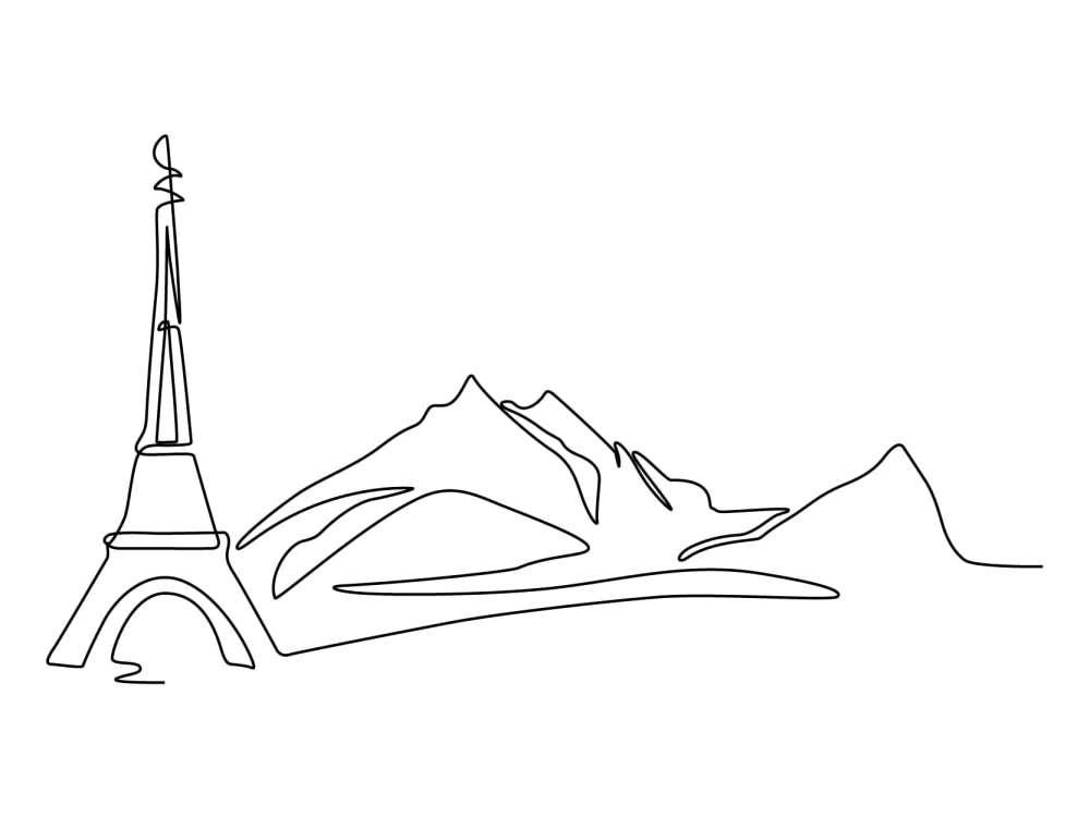 Create any landscape, one line art minimalist line art vector ...