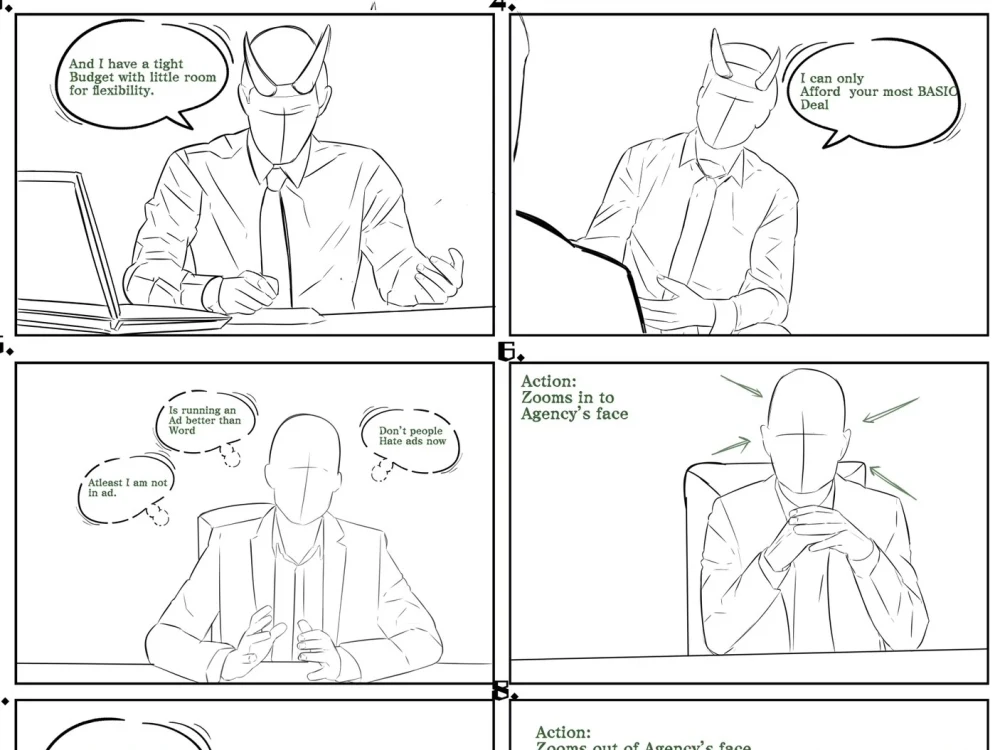 A detailed storyboard in color or greyshade | Upwork