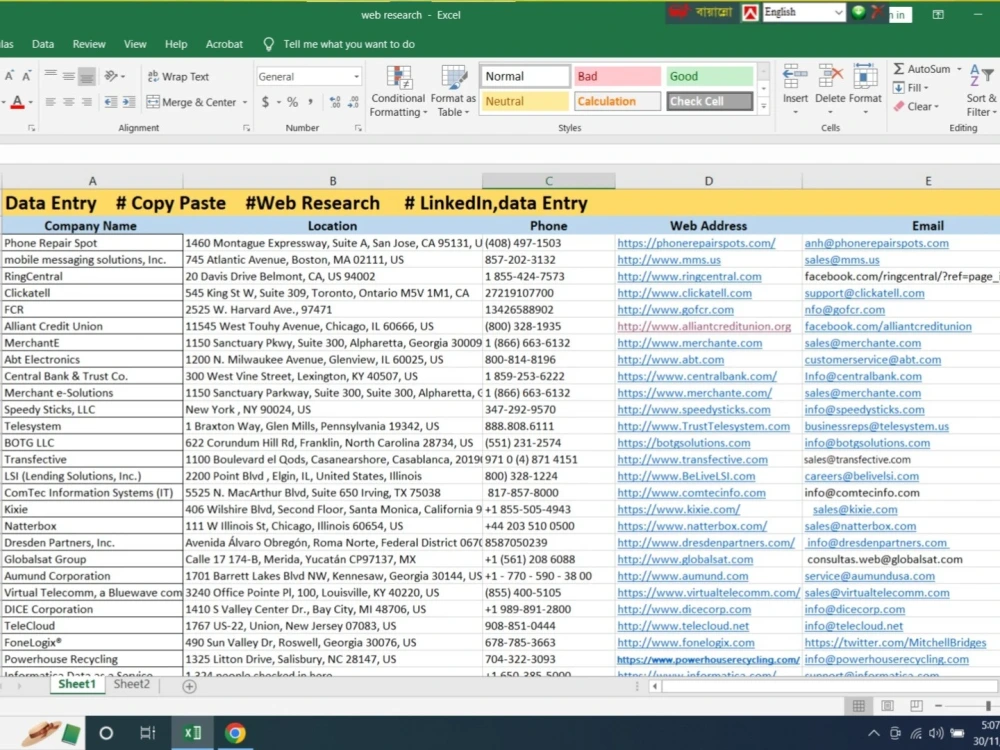 Data entry, copy paste, web research and lead generation | Upwork