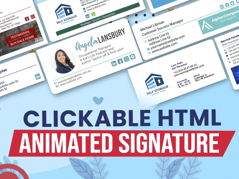 A clickable HTML animated email signature | Upwork