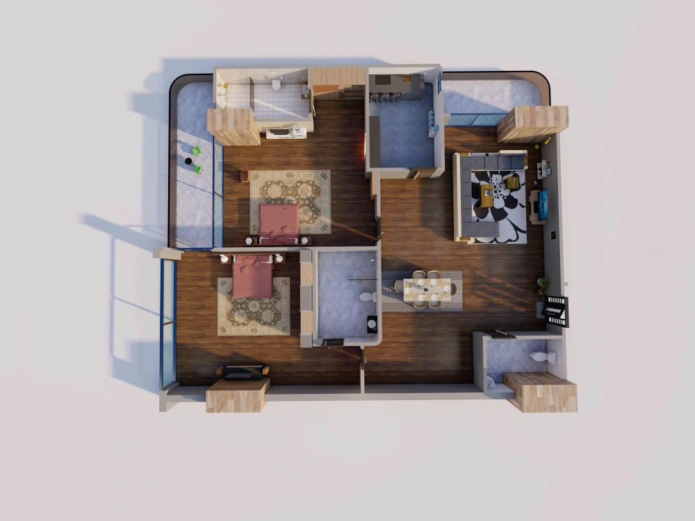 3D floor plan renderings & 3D isometrics of apartments, villas, and ...