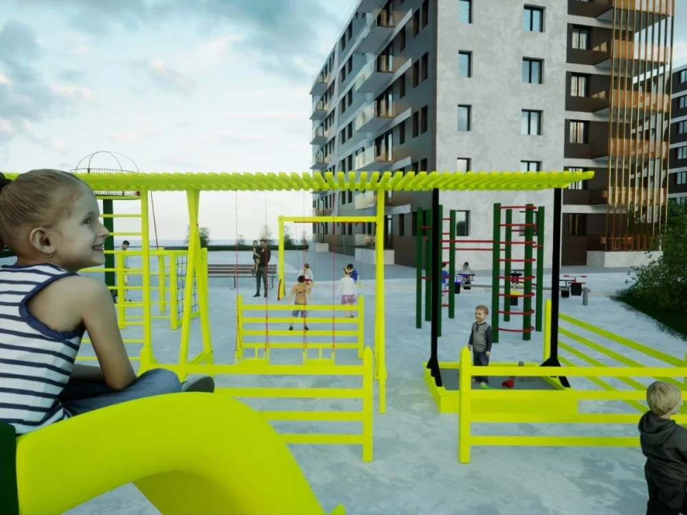 A unique residential building complex project with organized landscape ...