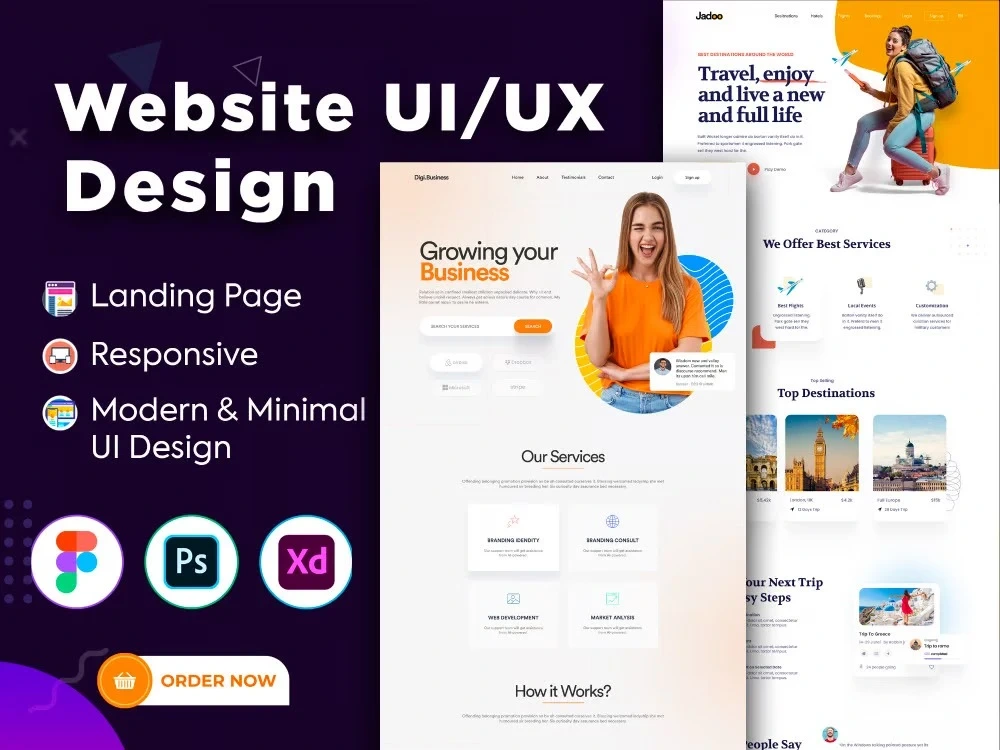 Responsive website UI/UX design, web UI or landing page UI design in ...