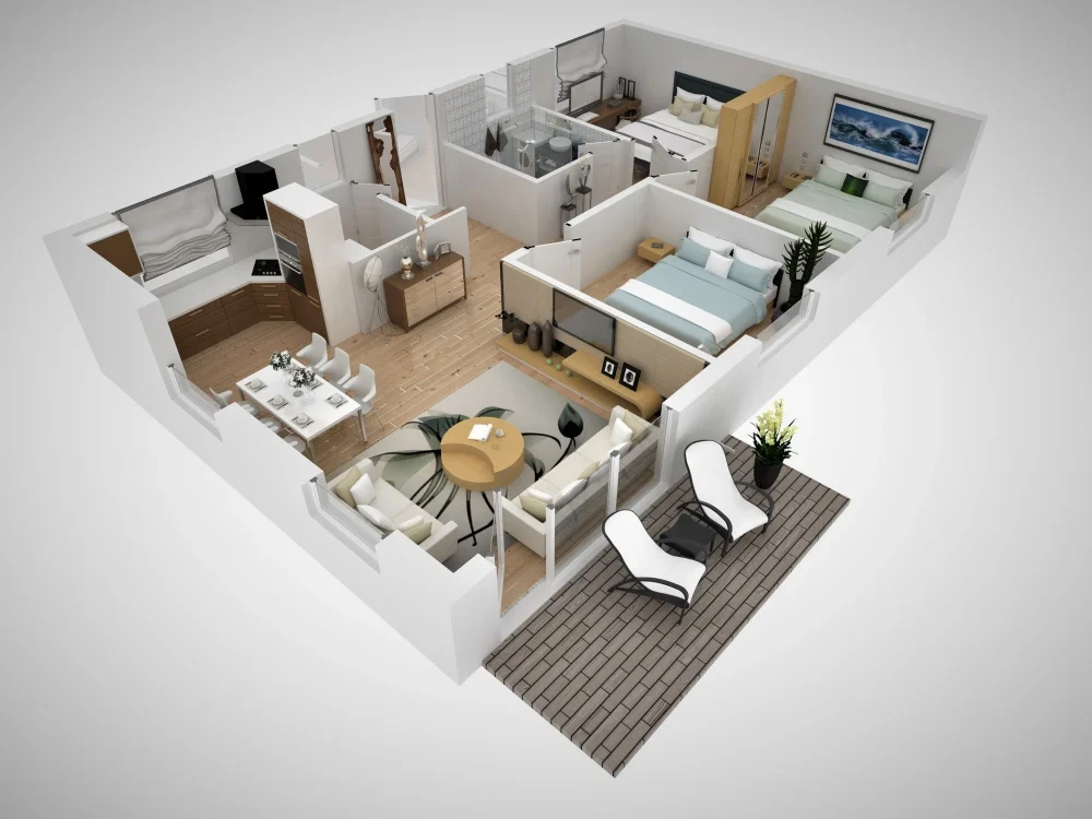 Photorealistic 3D rendering of a floor plan using Sketchup | Upwork