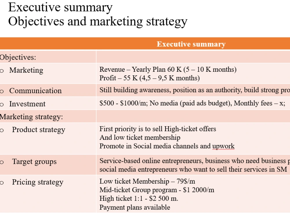 Business Plan and Marketing Strategy | Upwork