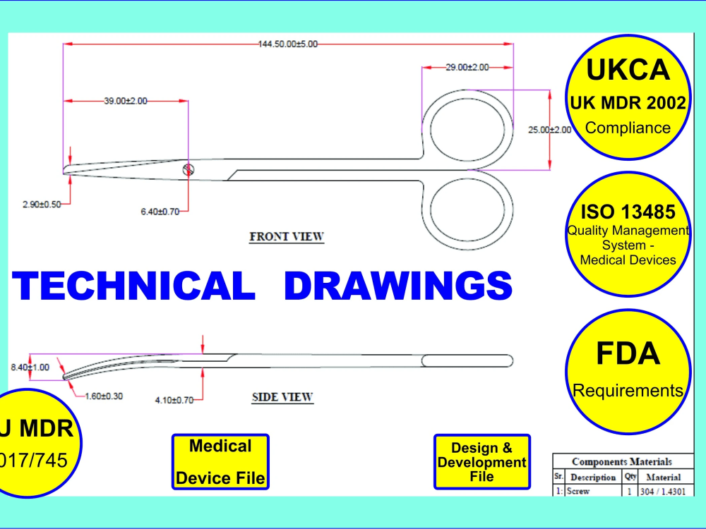 Technical Drawings of Medical Devices for MDR and UKCA compliance | Upwork