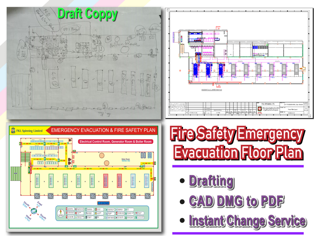 Fire Safety Evacuation Floor Plan Design for industries or Workplace ...