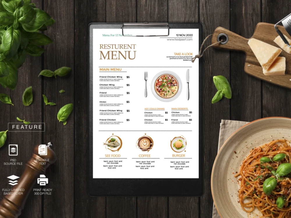 A modern editable food restaurant menu design | Upwork