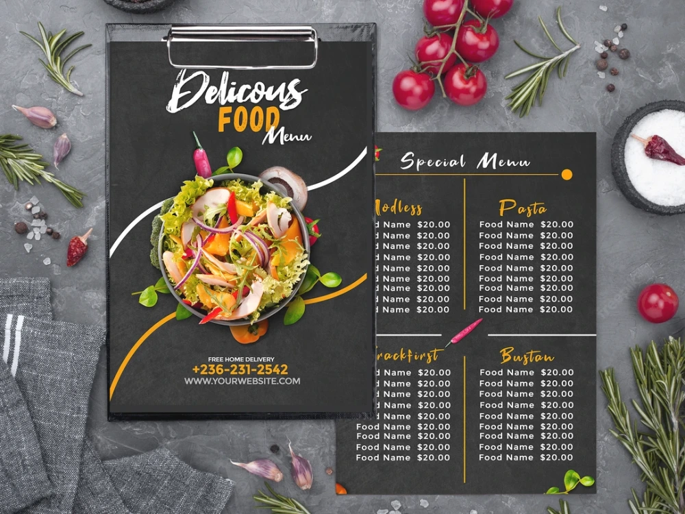 A modern editable food restaurant menu design | Upwork