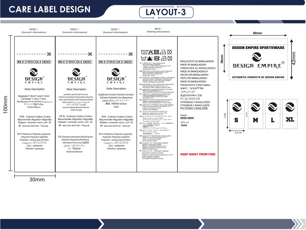 A washing instruction, care label, woven label, for your merchandise ...
