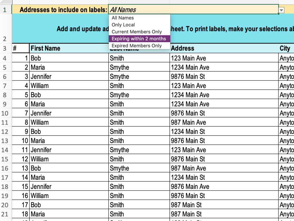 A revamped Excel client list, ready for printing labels & bulk mail ...
