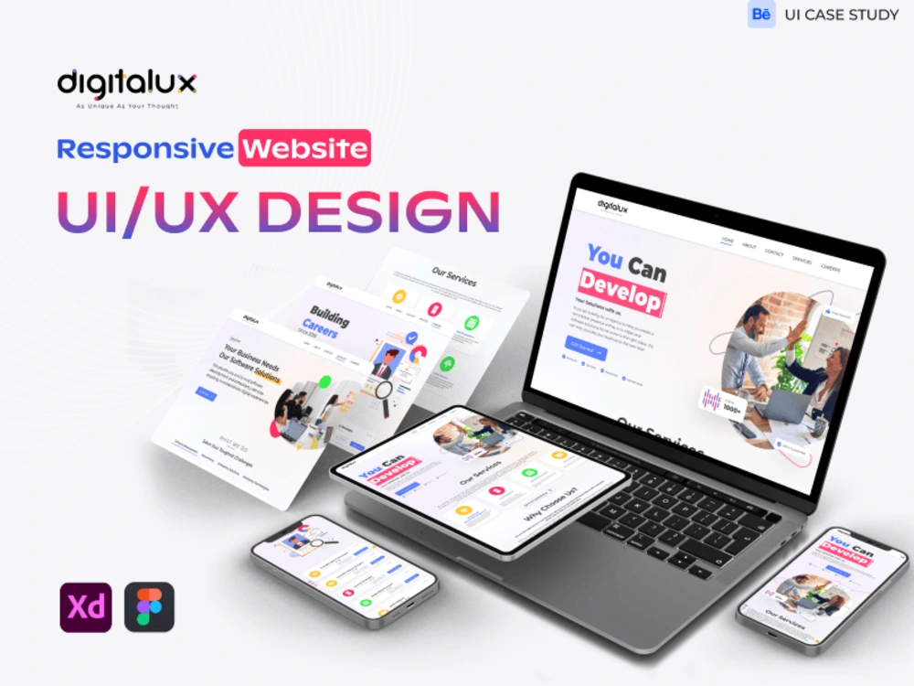 A UI/UX Design for website with animated prototype in Figma or Adobe XD ...