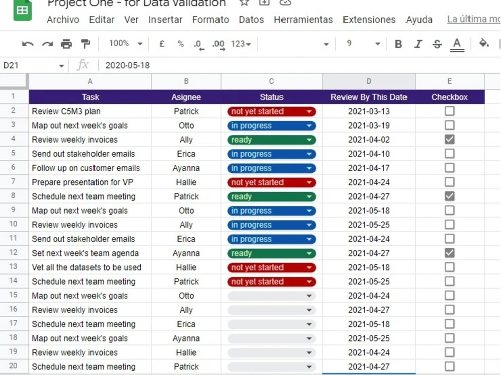 Checkboxes and drop-down lists in your spreadsheet | Upwork