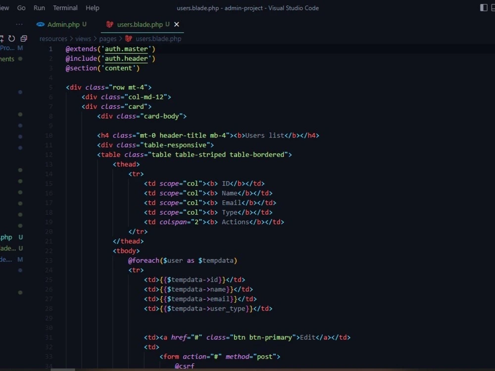 Your HTML,CSS code to Laravel blade files. | Upwork