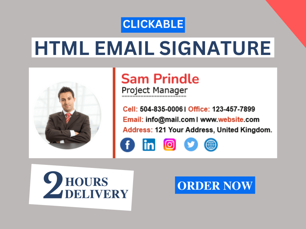 Clickable HTML email signature | Upwork