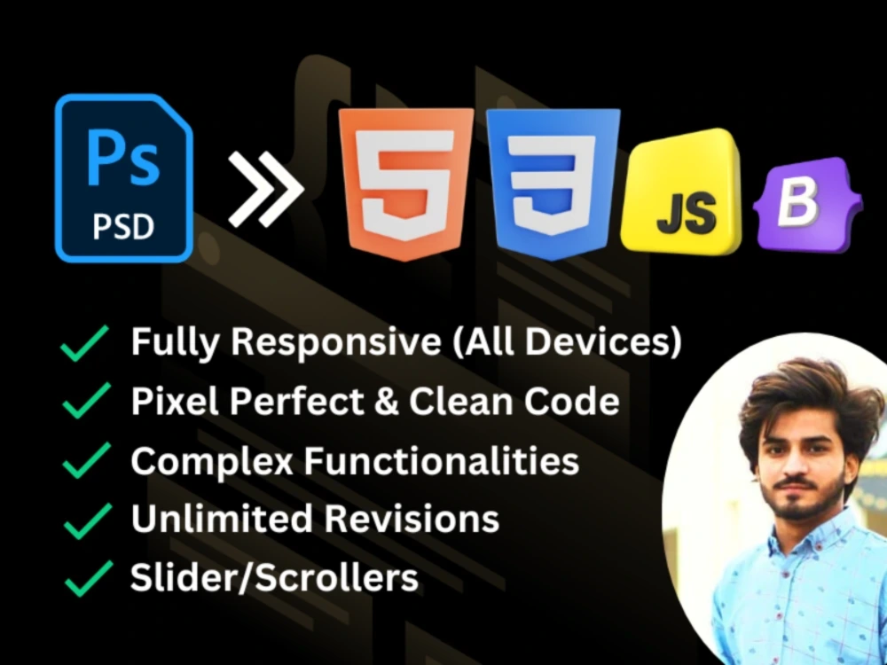 Your PSD design converted to high quality HTML, CSS and Bootstrap | Upwork