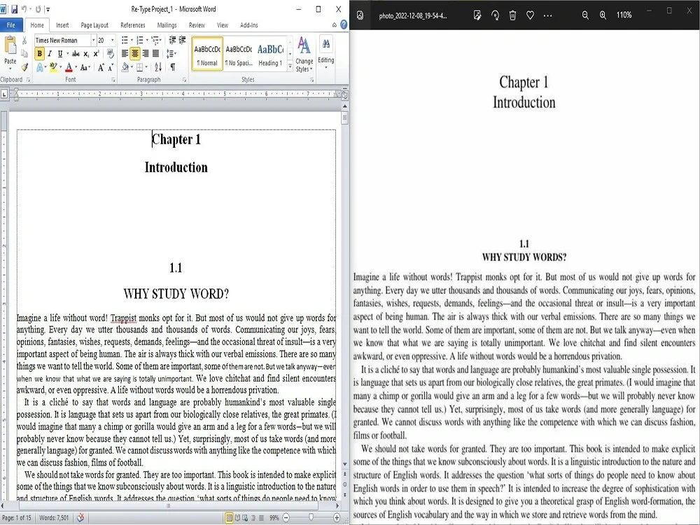 Typing services, retype from any documents to ms word and excel | Upwork