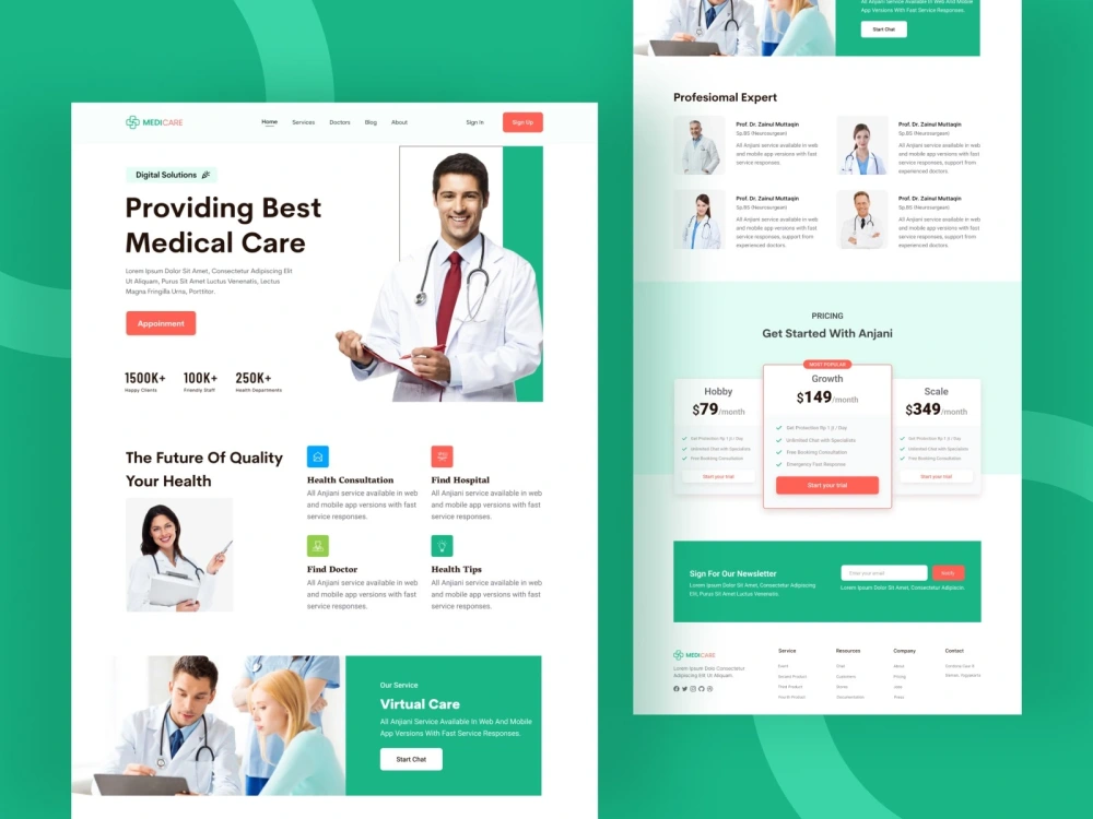 Modern and professional clean website UI & landing page UI UX design ...