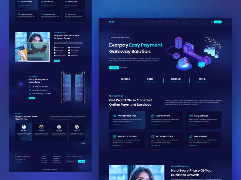 Modern and professional clean website UI & landing page UI UX design ...