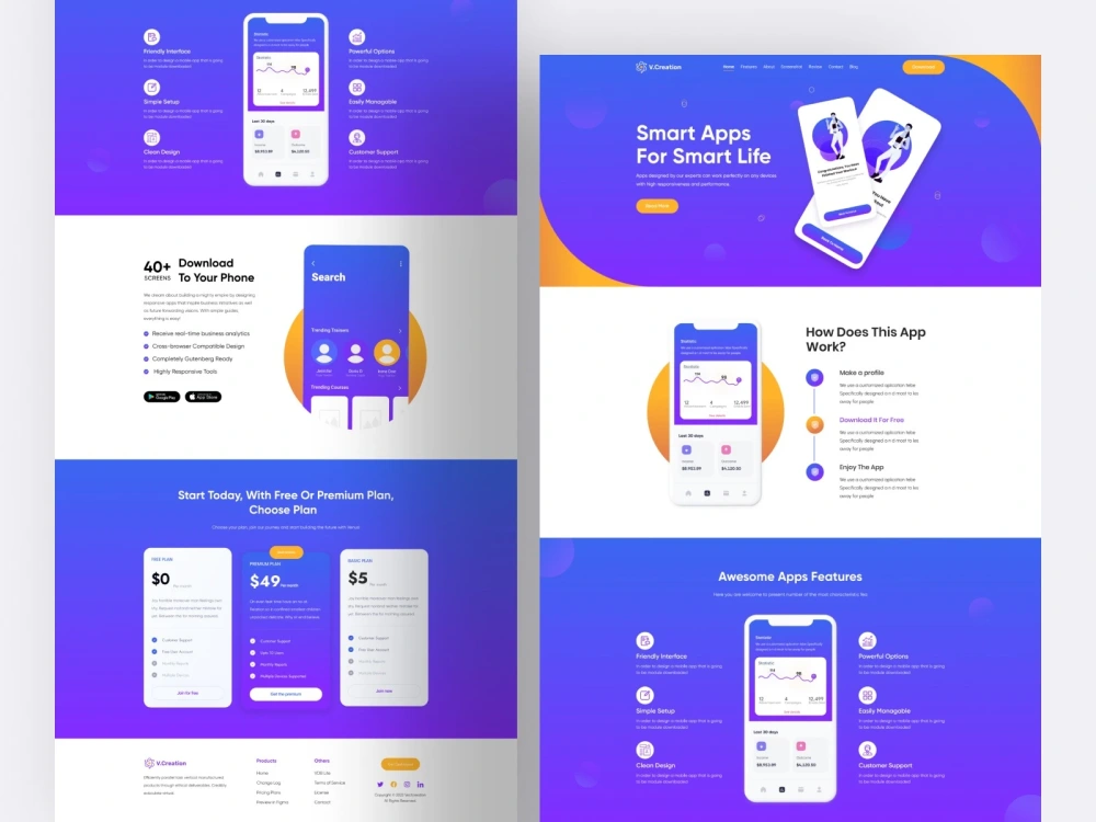 Modern and professional clean website UI & landing page UI UX design ...