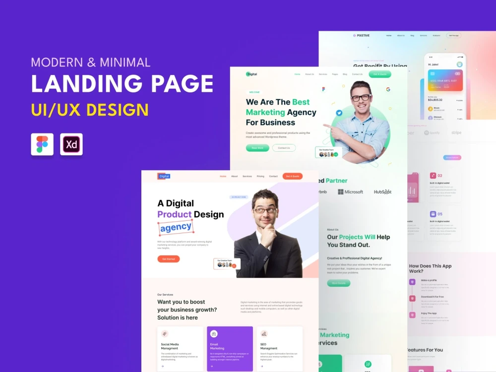 Modern and professional clean website UI & landing page UI UX design ...