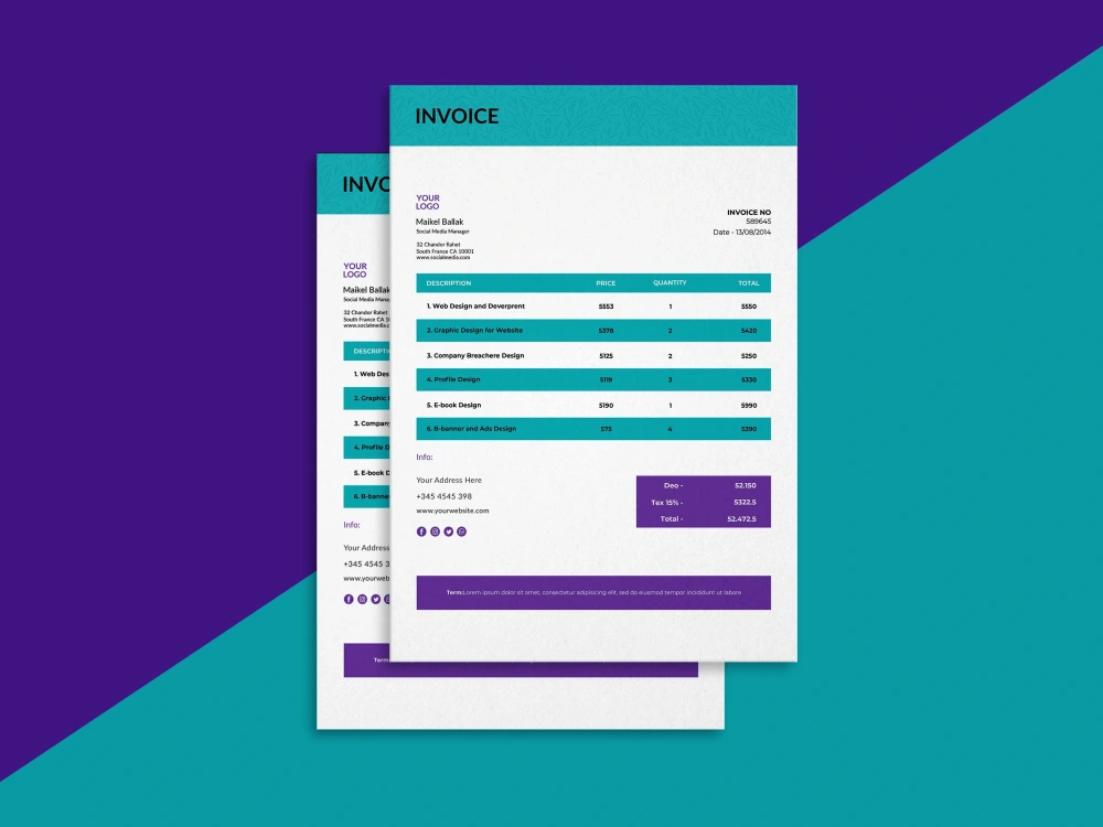 A fantastic eye catching modern invoice design for your business | Upwork