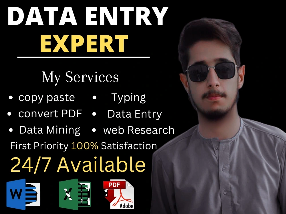 Accurate data entry, typing, convert pdf, data collection & product listing | Upwork