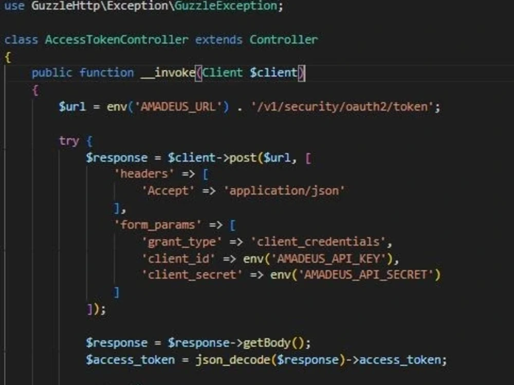 A script in PHP/Laravel using GuzzleHttp to consume Amadeus API | Upwork