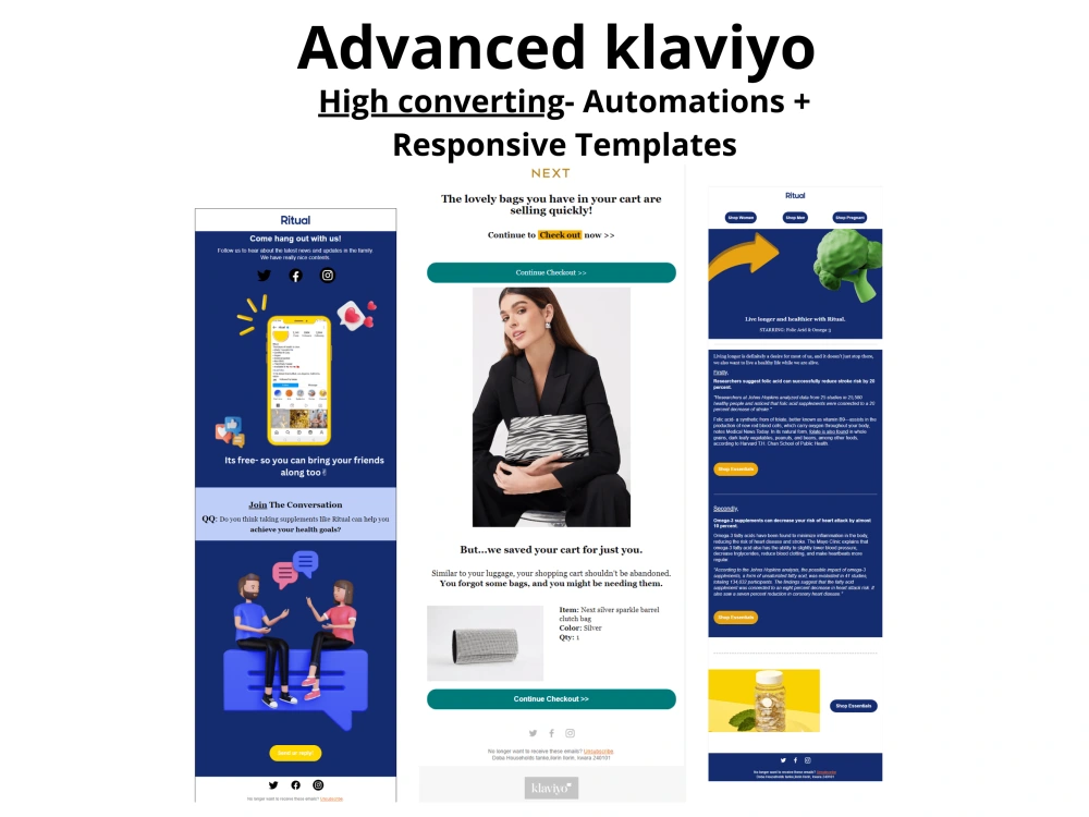4 Klaviyo email design templates & flows in 22hrs+ Free email copy | Upwork